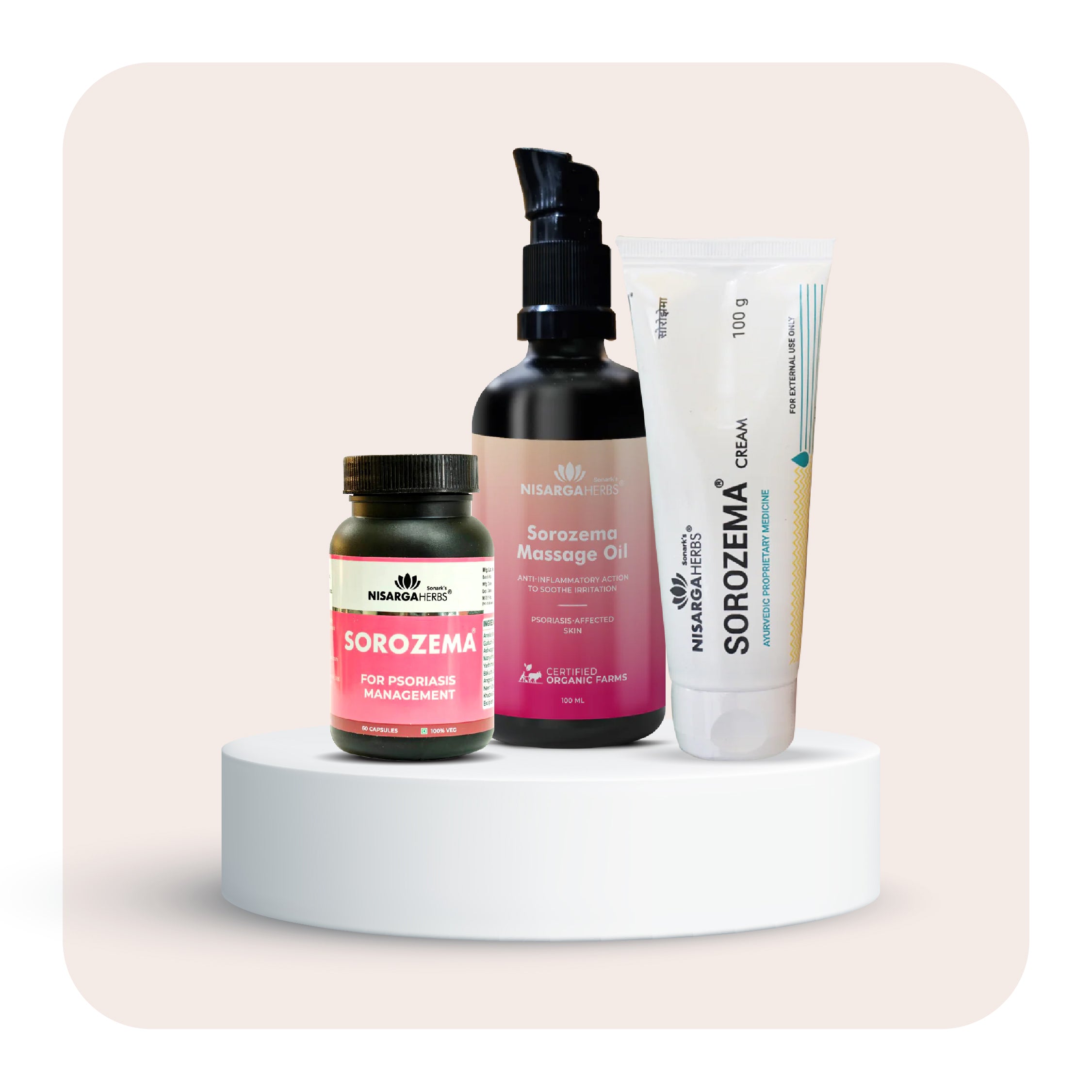 Sorozema Capsule, Massage Oil & Cream Combo - Ayurvedic capsules, mass ...